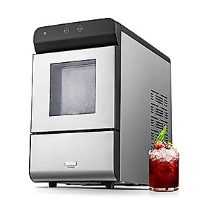 Gevi Household V2.0 Countertop Nugget Ice Maker With Viewing Window | Self Cleaning Pellet Ice Machine | Open and Pour Water Refill | Stainless Steel Housing | Fit Perfectly under Wall Cabinet | Black