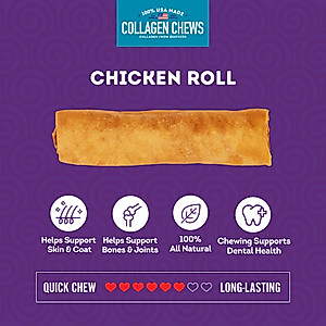 Treatly USA Collagen Rolls 6-7" Dog Chew Treats - Chicken Marinade Flavor, 4 Count/1 Pack