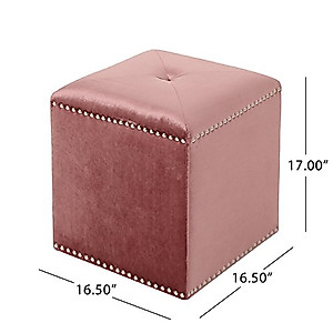 Christopher Knight Home Allen Glam Velvet Ottoman, Blush