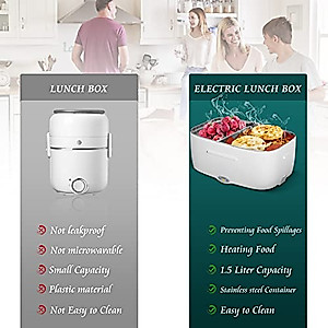 Ablink Electric Lunch Box Food Heater, Heated Lunch Box for Adults, 3 in 1 Electric Heating Lunch Box with Removable Stainless Steel Food Container for Car Track Home 110V & 12V & 24V(Grey)