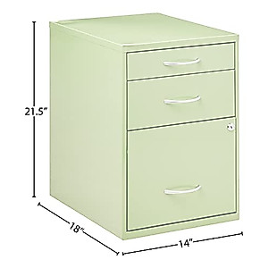 OSP Home Furnishings HPB Heavy Duty 3-Drawer Metal File Cabinet for Standard Files and Office Supplies, Green Finish