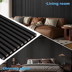 Art3d 2-Pack 108" x 12" Acoustic Wood Panels for Wall, Soundproof Wood Slat Panel for Wall and Ceiling, 3D Fluted Sound Absorbing Paneling for Interior Wall Decor, Living Room, Bedroom - Blackwood