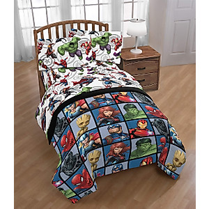 Jay Franco Marvel Avengers Team 5 Piece Full Bed Set - Includes Comforter & Sheet Set - Super Soft Fade Resistant Polyester - (Official Marvel Product)