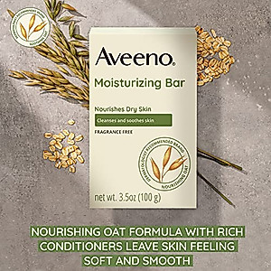 Aveeno Gentle Moisturizing Face Cleansing Bar, Daily Facial Cleanser Bar with Nourishing Oat for Dry Skin, Gently Cleanses & Soothes Skin, Non-Comedogenic & Fragrance-Free, 3.5 oz