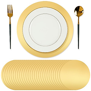 Tioncy Round Paper Placemats Decorative Disposable Place Mats Table Mats for Dining Wedding Table Decoration Home Banquet New Years Festive Party Birthday Holiday (Gold, 100)