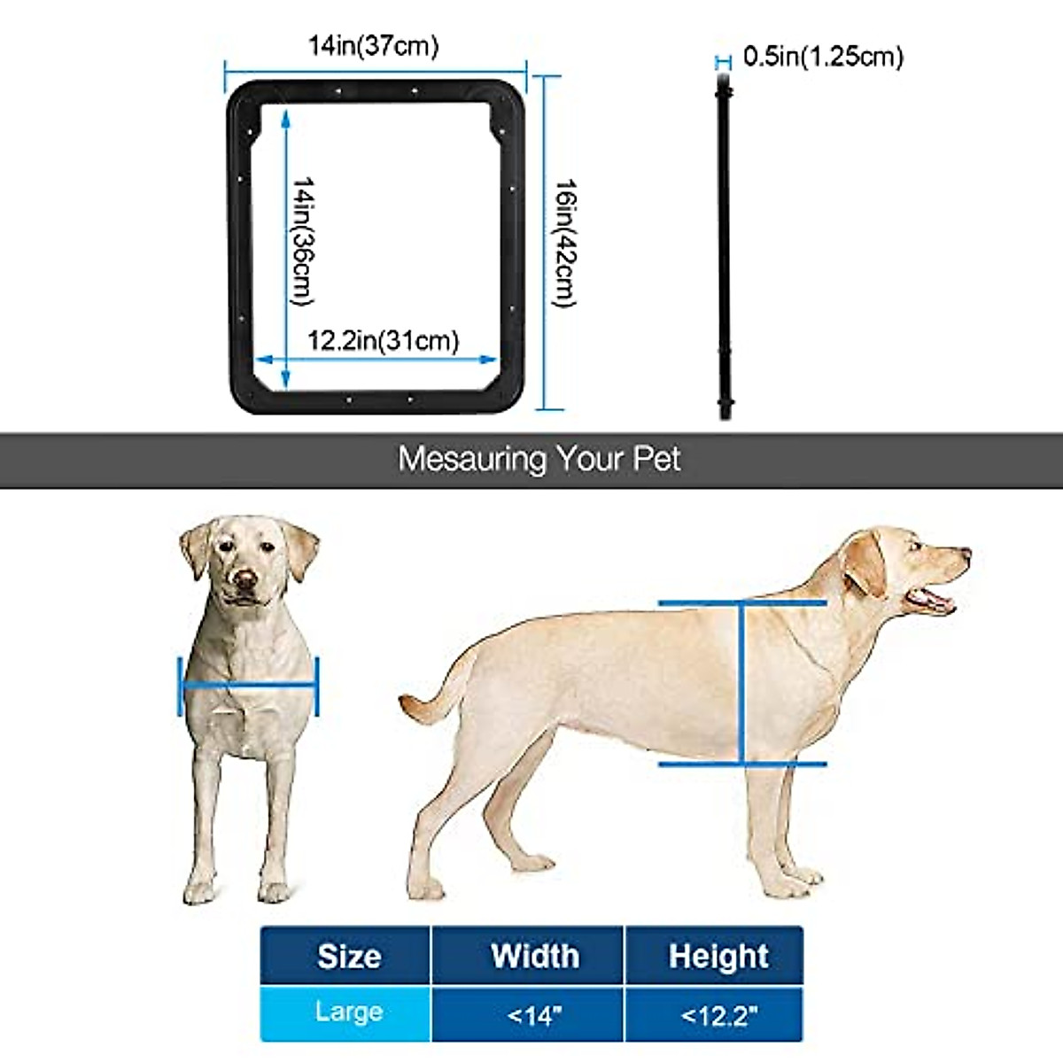 Ownpets Dog Screen Door, Inside Door Flap 12x14x0.4 Inch, Lockable Pet Screen Door, Magnetic Self-Closing Screen Door with Locking Function, Sturdy Screen Door for Dogs Cats