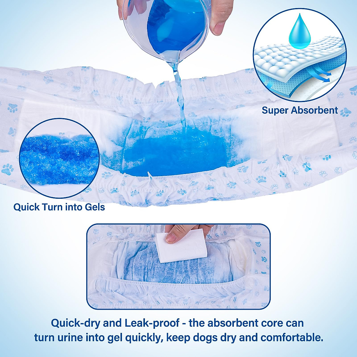 Pet Soft Disposable Male Dog Wraps - Dog Diapers for Male Dogs, Puppy Diapers 72pcs Small