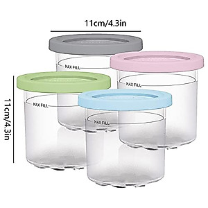 4 Packs Ice Cream Containers compatible for Ninja Creami Ice Cream Makers NC301, NC300, NC299AMZ, CN305A, CN301CO Series, Creami Pint Containers, Reusable Ice Cream Tubs with Lids, Dishwasher Safe
