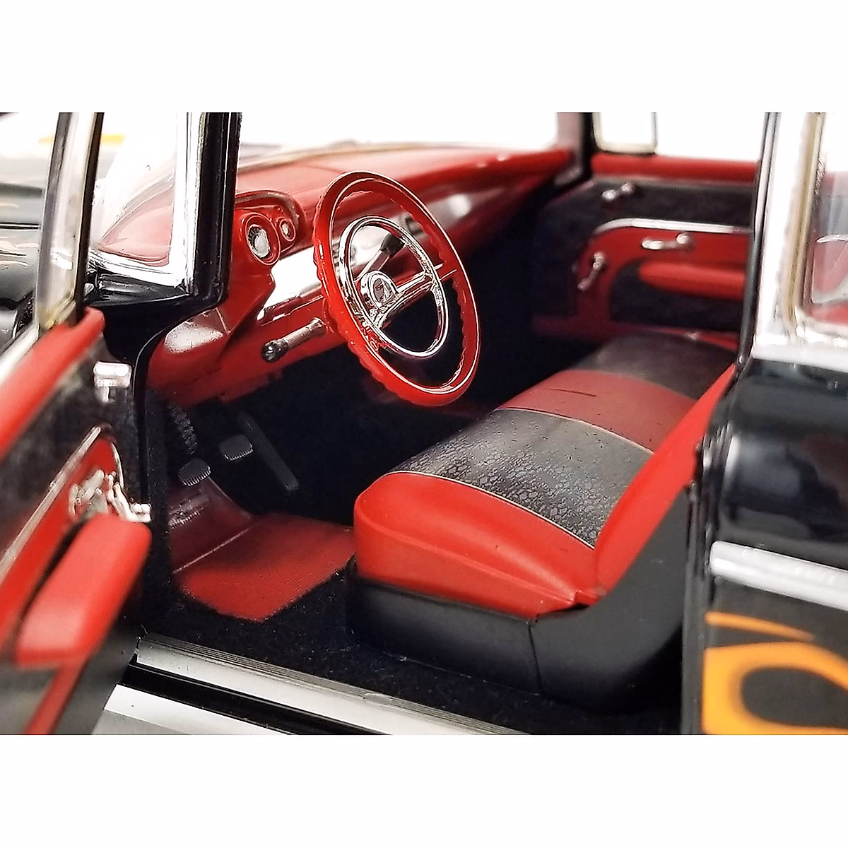 1957 Chevy Bel Air Black with Flames and Pinstripe Top Big Daddy Ed Roth LTD ED to 966 Pieces Worldwide 1/18 Diecast Model Car by Acme A1807014