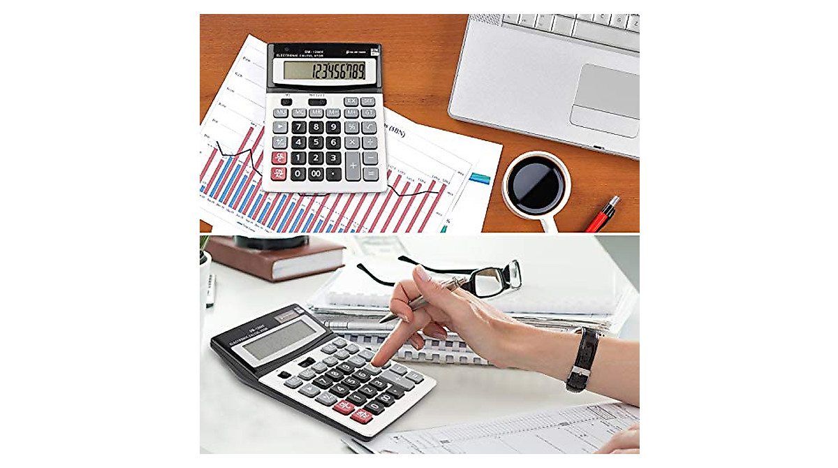 Large Electronic Calculator - 12 Digit, Dual Power, Big Buttons