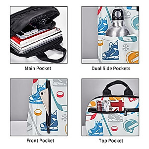 Biviel Hockey Elements Creative Patterned print Lightweight Backpack Simple Casual Shoulder Backpack Hiking Backpacks
