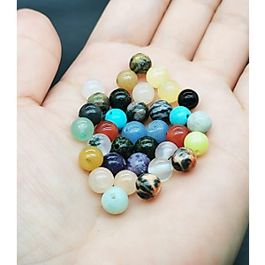 1200pcs 6mm Natural Round Stone Beads Real Gemstone Beading Loose Gemstone Hole Size 1mm DIY Smooth Beads for Bracelet Necklace Earrings Jewelry Making,Box Packed(24 Material -A,6mm)