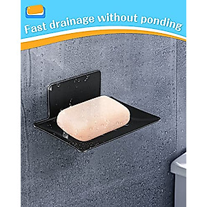 MOVNO 2 Pack Soap Dish Shower Waterfall-Matte Black SUS304 Stainless Steel Soap Tray, Soap Saver Drainer for Shower/Bathroom/Kitchen/Counter Top, Keep Soap Bars Dry & Clean