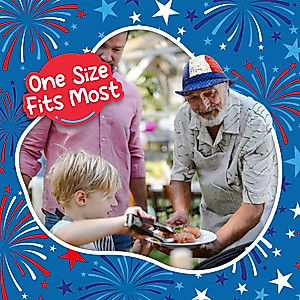 Fun Central LED Light Up Sequin Fedora Hats for Men & Women - Blue (LED, Red/White/Blue)