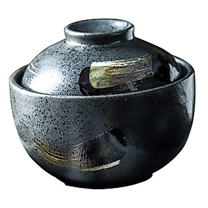 Anneome 2pcs Stew Home Egg Bowl Dessert Steam Noodle Ceramic Nest Stainless Cuisine Japanese Household Restaurant Custard Onion Tableware Lid Soup with Ml Pudding Steaming Cup Rice French