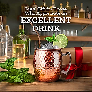 barillio Moscow Mule Mug Set of 2 With Bamboo Stand | Large Size 18 oz copper Cups | Stainless Steel Lining & Pure Copper Plating