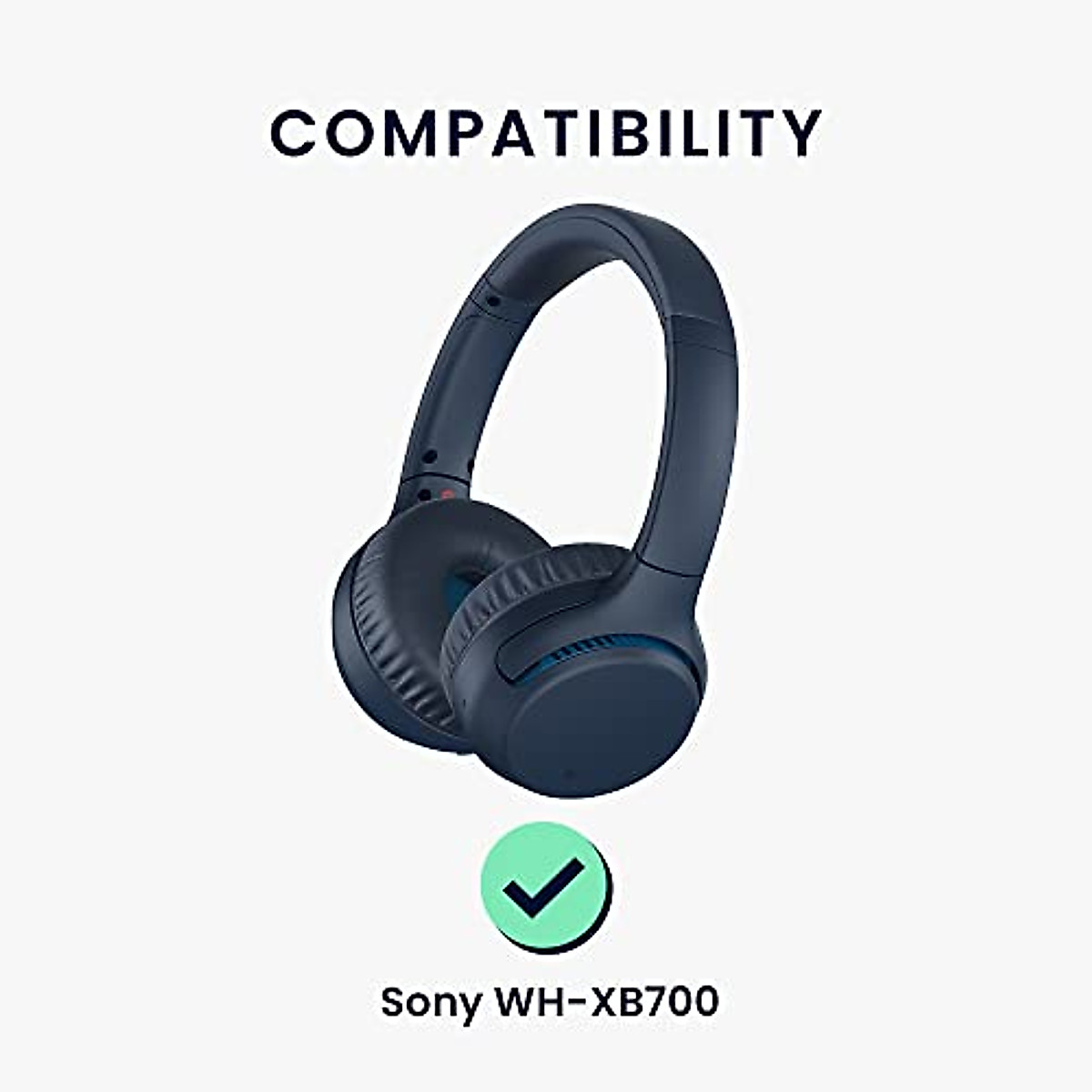 kwmobile Ear Pads Compatible with Sony WH-XB700 Earpads - 2X Replacement for Headphones - Black