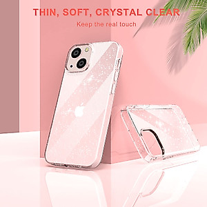 KSWOUS Sparkly Glitter Case for iPhone 13 Mini 5.4 Inch with Screen Protector[2 Pack] + Camera Lens Protector[2 Pack], Soft Protective Clear Cases for Women Girls Cute Shockproof Bling Phone Cover