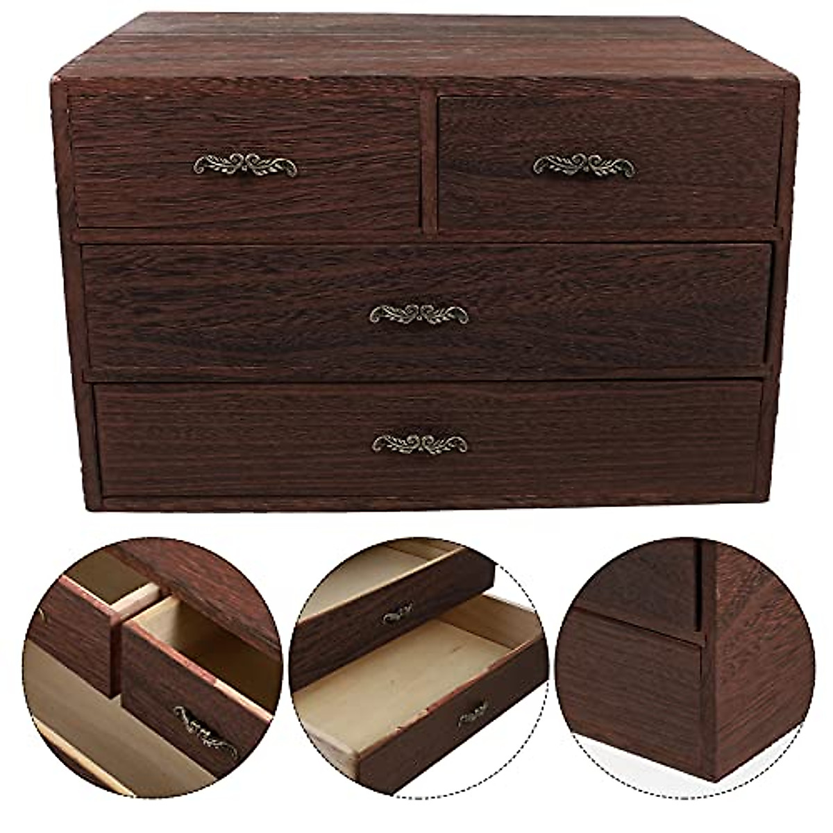 Veemoon Desk Organizer Wooden Storage Box Drawer Storage Organizer for Home Office