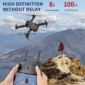 Drone Dual Camera Aerial Hd 4k Quadcopter Toy, Suitable For Adults, Folding Radio Controlled Aircraft,Follow Me, Brushless Motors, Circular Flight, Waypoint Flight, Altitude Hold, Headless Mode, (Three batteries)