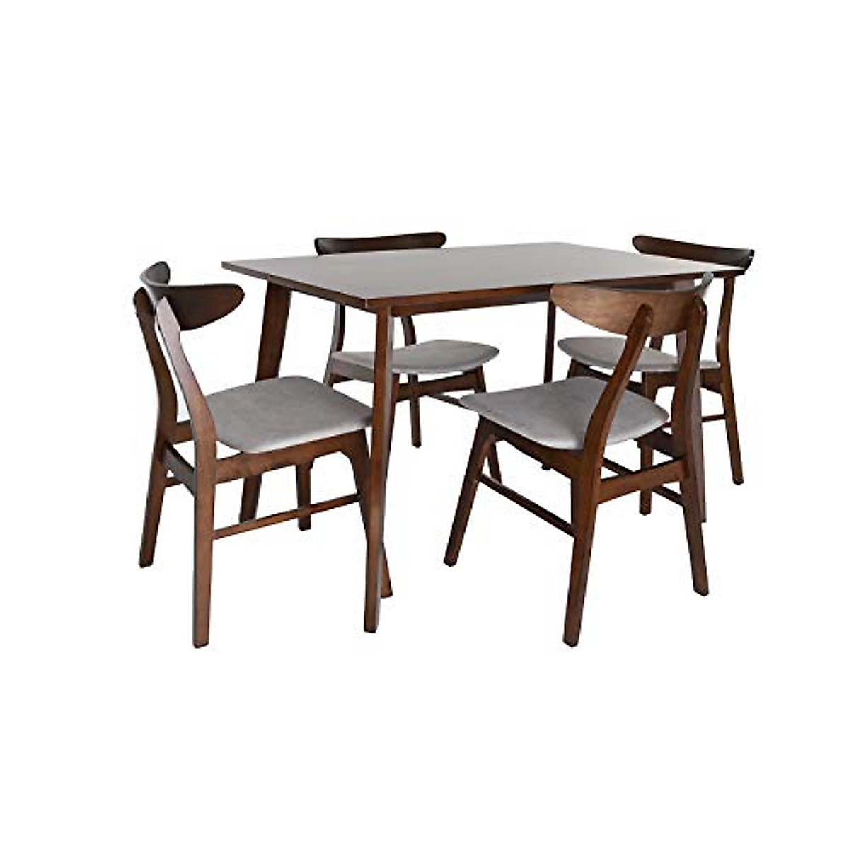Zenvida Mid Century 5 Piece Dining Set Wood Table Fabric Chairs Seats Four