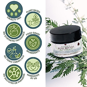 Peak Scents Organic Rose Phyto³ Night Cream with Hyaluronic Acid - Anti-Aging Face Moisturizer for Women - Wrinkle Cream with Rose Water, Vitamin C & E, and Acaí Stem Cells (2 fl. Oz)