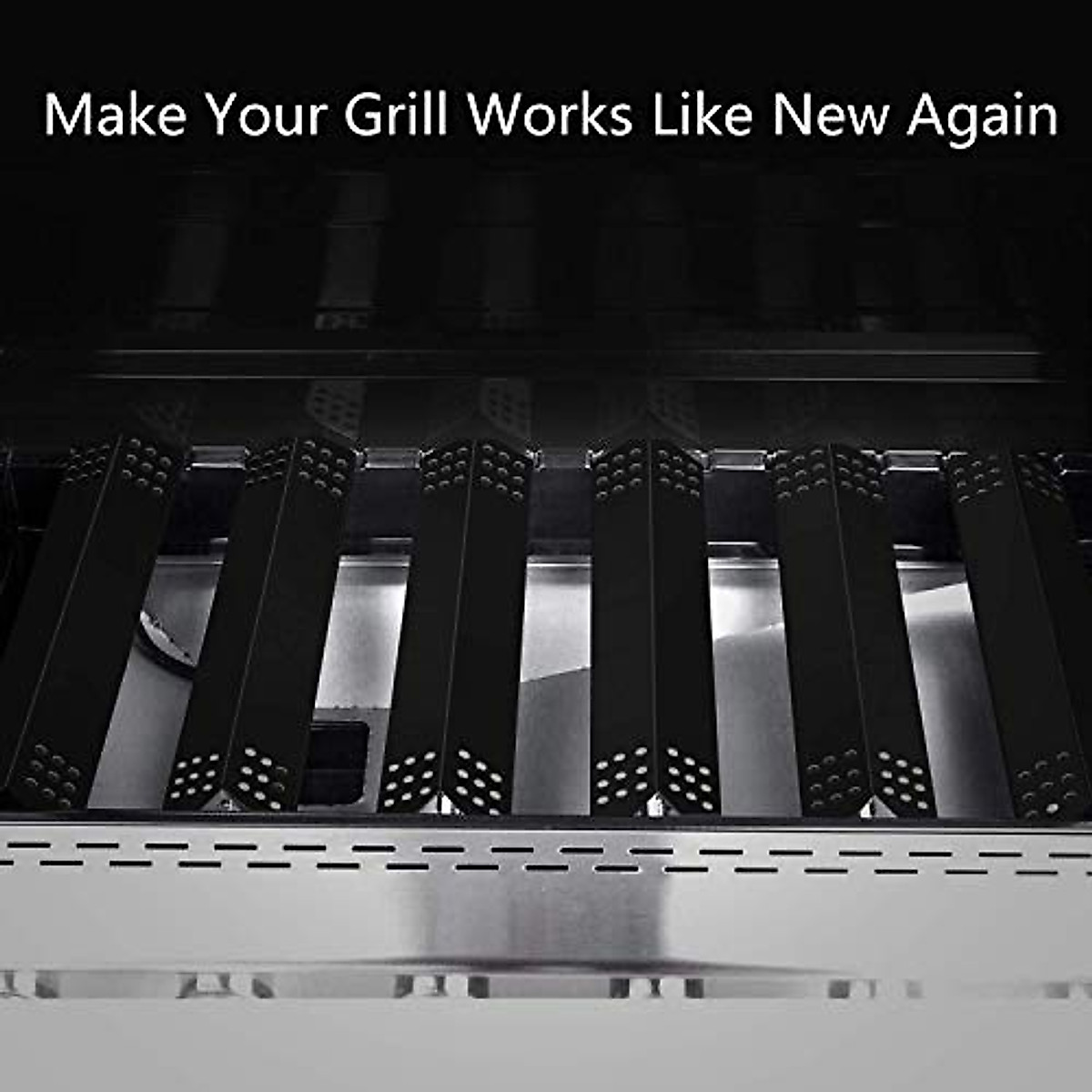 MONIBAQ 6 pcs Flame Tamers for Nexgrill 720-0896 720-0896B 720-0898 720-0830H 720-0783E Replacement Parts, Porcelain Steel Heat Plates Heat Shields