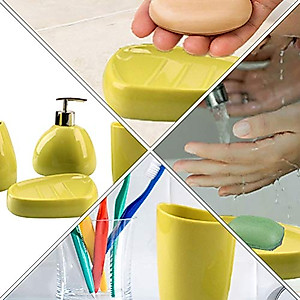 Beavorty Bathroom Accessories Set 4Pcs Acrylic Soap Dish Toothbrush Holder Tumbler Lotion Shampoo Dispenser for Farmhouse Bathroom Decor Green