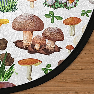 Tavisto 3 Ft Mushroom Seamless Pattern Round Desk Chair Mat Non-Slip Soft Desk Floor Mat Washable Floor Mat for Office Living Room Bedrooms Laundry Room Foyer Doorway