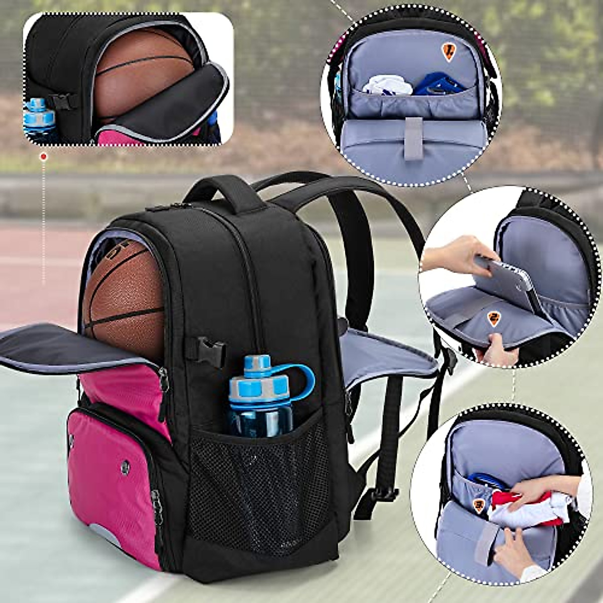 DSLEAF Basketball Bag, Soccer Backpack with Ball Compartment & Shoe Compartment for Basketball, Soccer, Volleyball Sports