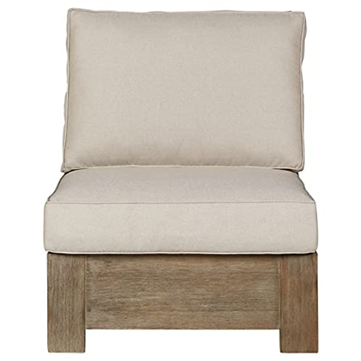 Signature Design by Ashley Silo Point Outdoor Patio Upholstered Armless Chair, Brown