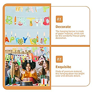 UPKOCH Birthday Banner Hawaiian Party Decoration Hawaiian Happy Birthday Banner Pennant Hawaiian Bunting Garland Tropical Decorations Hawaiian Party Supplies