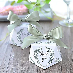 Diamond Shape Green Forest Style Candy Boxes Wedding Favors Bomboniere Paper Party Chocolate Gift B Box 50pcs