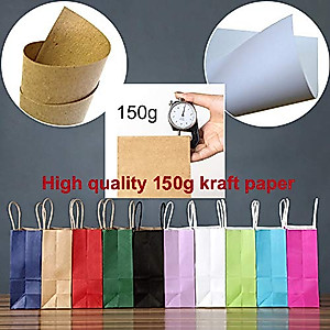 AZOWA Gift Bags Small Kraft Paper Bags with Handles (4 x 2.4 x 6 in, Hunter Green Color, 50 Pcs)