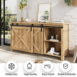 EaseLife 5 FT Mini Cabinet Bypass Sliding Barn Door Hardware Track Kit,Easy Install,Slide Smoothly Quietly,Apply for Storage Window TV Stand and Other Shielding (No Cabinet)