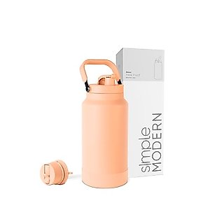 Simple Modern Trek Pivot | Half Gallon Water Bottle Jug with Handle & Boot | Interchangeable Straw & Chug Lids | Large Insulated Stainless Steel | Sports Camping Outdoors | 64oz, Bellini