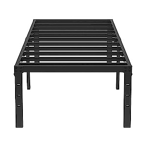 QEROMY 18-Inch Twin-Bed-Frame, Metal Platform Bed Frame Twin, Quick & Easy Assembly, Heavy Duty Bed Frame No Box Spring Needed, Noise-Free, Black