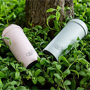 bioGo Reusable Coffee Cups - Faded Pink & Pastel Gray - 16oz x 2 - Microwave & Dishwasher Safe - Perfect for Couples