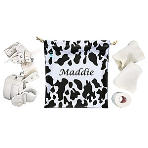 Bitt Sportswear Personalized Gymnastics Grip Bag in Cow Print with Crystals Options (Black Cow Print)