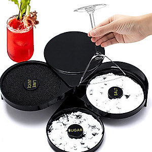 YOTOZU 3-Tier Bar Glass Rimmer,Cocktails Margarita Seasoning Box with One Sponges,Sugar Salt Rimmers Bartender Garnishing Tools for Bar Party