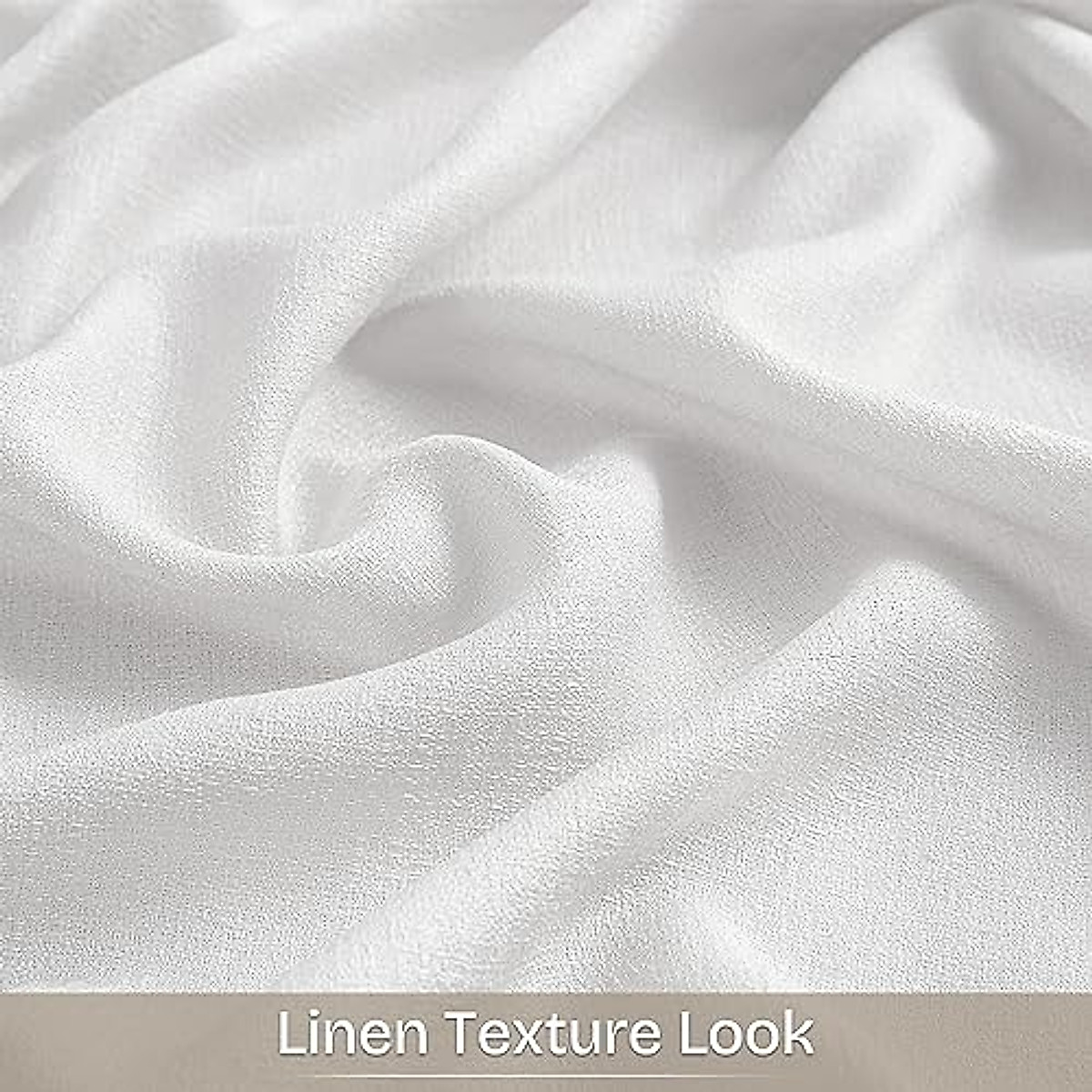 Anpark White Semi Sheer Curtains Linen Rod Pocket Curtains Tiebacks Included Semi Sheers, Privacy & Serenity for Bedroom, Soft Light for Relaxation - 52" W x 84" L, 2 Panels