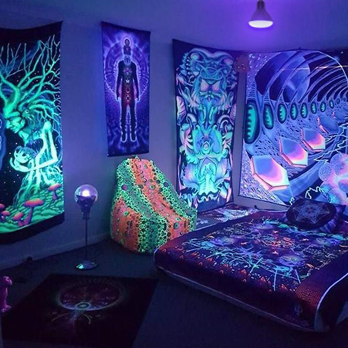 GREENIC LED UV Black Light Bulbs 15W(100w Equivalent) BR30 E26 Medium Base, UVA Level, 385-410nm, Glow-in-The-Dark UV Blacklight for Body Paints, Fluorescent Posters, Wedding Party(2 Pack)