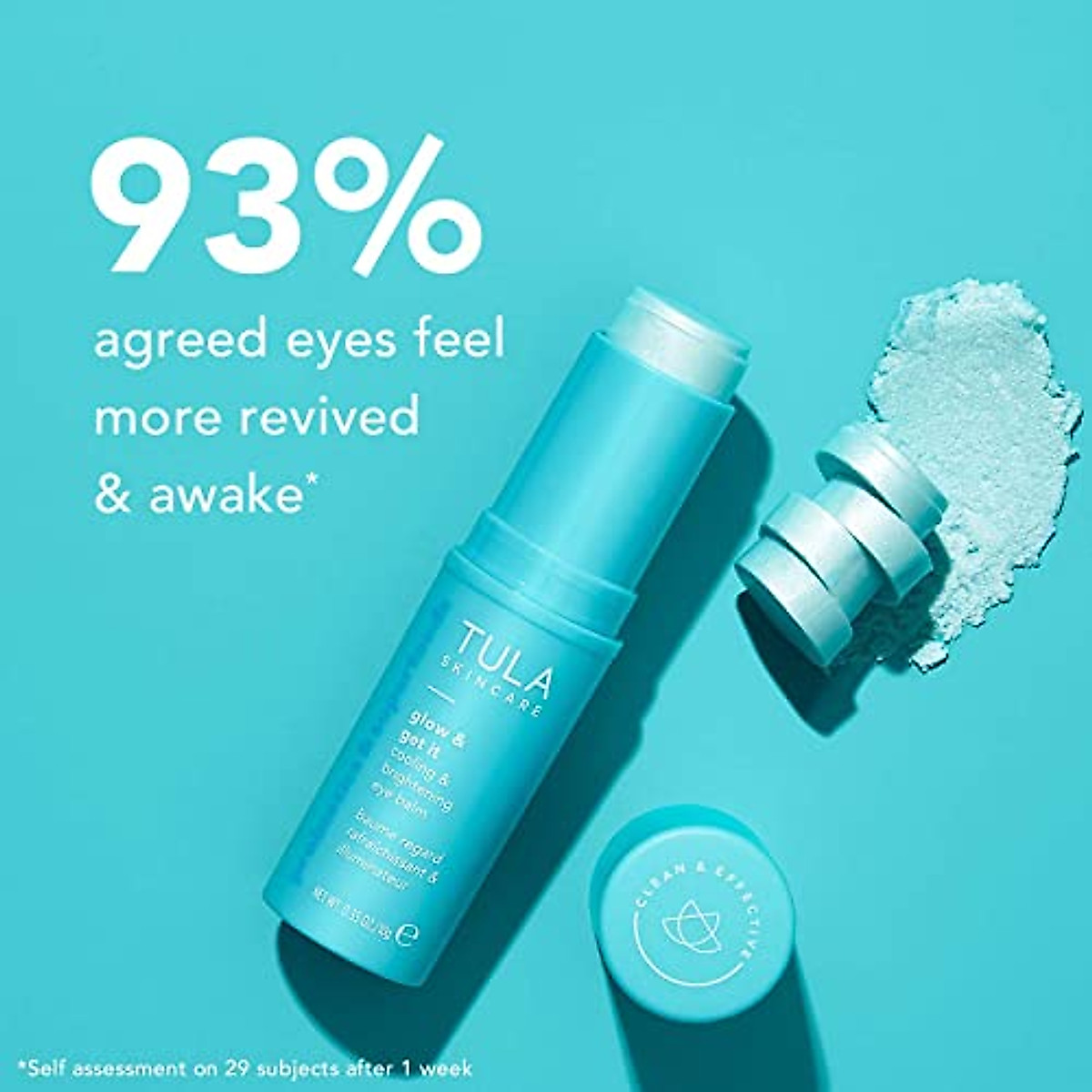 TULA Skin Care Glow & Get It Cooling & Brightening Eye Balm | Dark Circle Under Eye Treatment, Instantly Hydrate and Brighten Undereye Area, Portable and Perfect to Use On-the-go | 0.35 oz.
