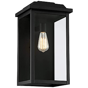 John Timberland Eastcrest Modern Outdoor Wall Light Fixture Textured Black 18 1/2" Clear Glass Panels for Exterior Barn Deck House Porch Yard Patio Outside Garage Front Door Garden Home Roof