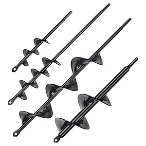 VEVOR Auger Drill Bits for Planting Set of 4, Garden Auger Drill Bit, Spiral Drill Bit for Post Hole Digger, Bulbs Planting & Holes Digging, for 3/8" Hex Drive Drill