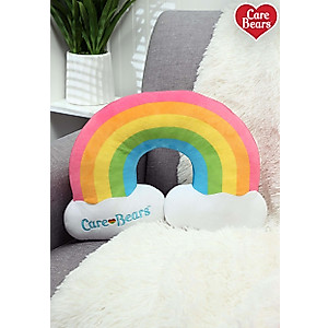 Fun Costumes Care Bears Rainbow Pillow Soft Flannel Pillow with Rainbow Stripes, Embroidered Logo, and Cushy Fiberfill Stuffing