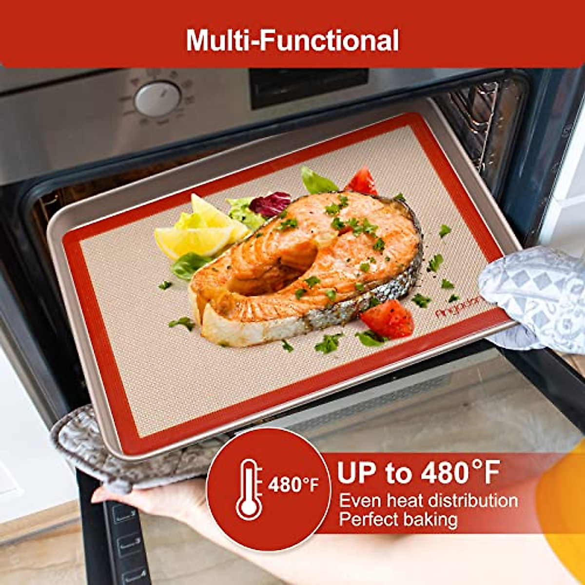 Silicone Baking Mat Set of 6, Easy Clean & Non-Stick Food Grade Reusable Baking Mat, Silicon Baking Mats Oven Liner Sheet, Round & Square Cake Mat, Pastry Board Rolling Dough Mats for Macaron Cookie