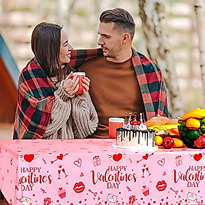 3 Pack Valentine's Day Tablecloth Valentine Tablecloth Valentines Day Party Decoration Plastic Rectangular Love Heart Table Cover Valentines Day Wedding Anniversary Birthday Decor 54 x 108 Inch