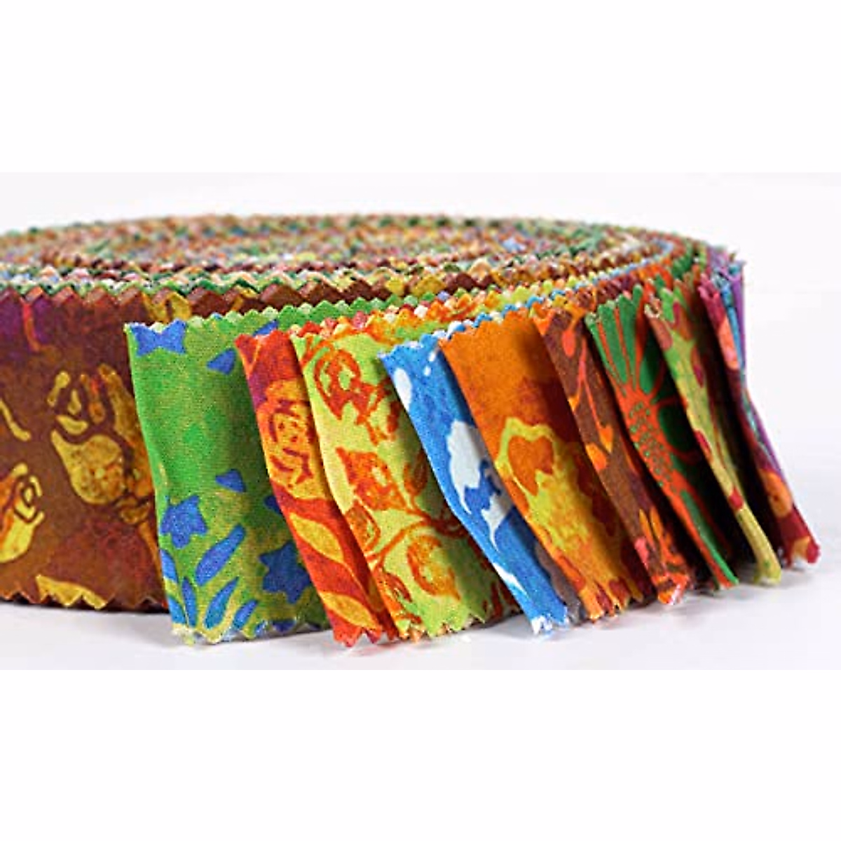 Soimoi 40Pcs Batik Print Precut Fabrics Strips Roll Up 1.5x42inches Cotton Jelly Rolls for Quilting - Yellow