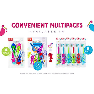 Farber Baby | Toddler Toothbrush (4 Pack) - Extra Soft Bristles, BPA Free, Soothing Teething Nub Ring Handle, 0-2 Years (Purple)